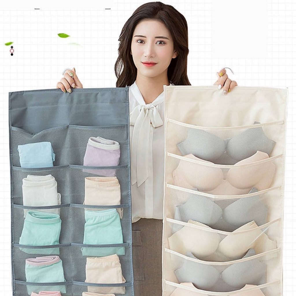 Cabide Organizador De Guarda Roupas Com 15 Bolsos Sutia Calcinha Cueca Meia Sapato | Shopee Brasil