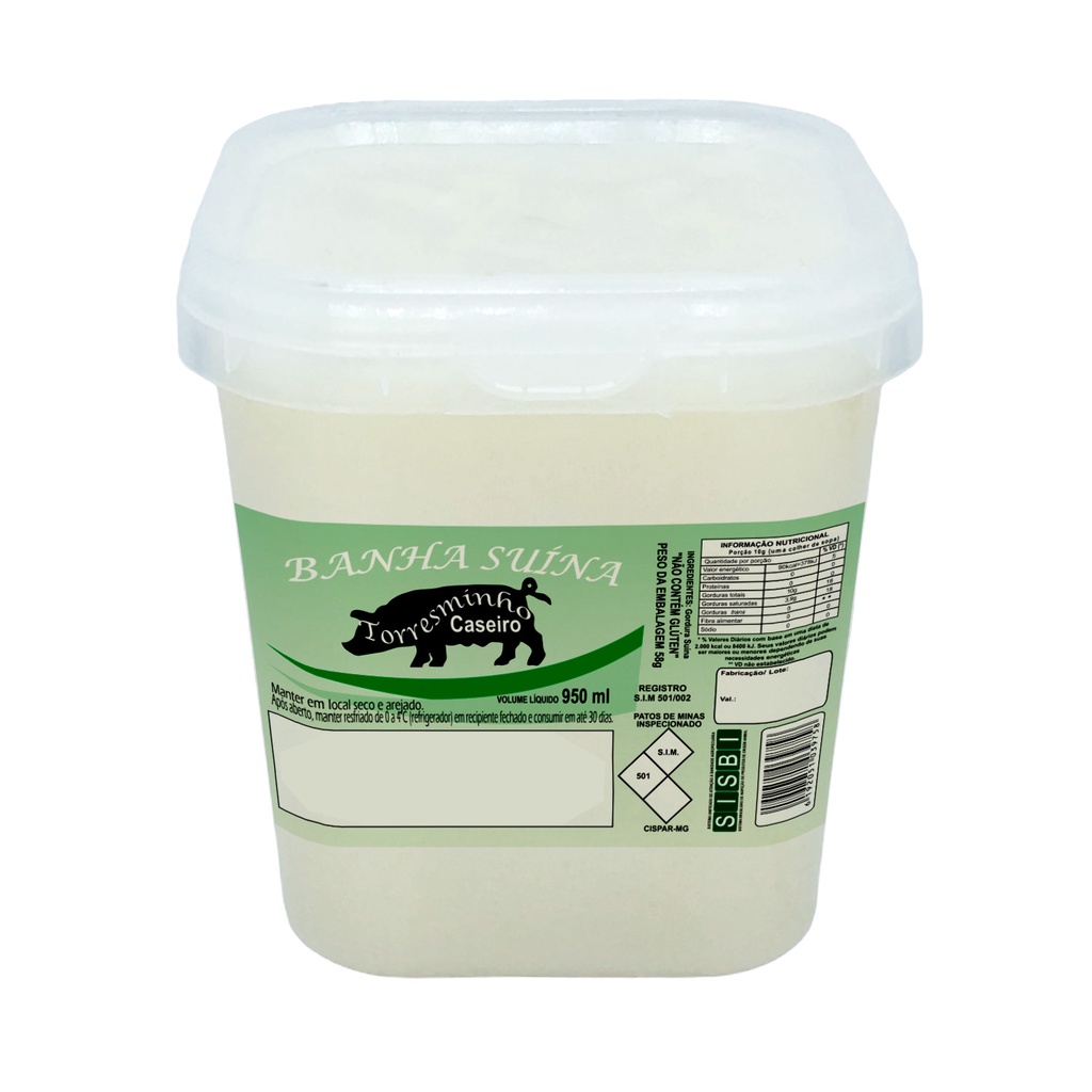 Banha Suína Natural, Gordura De Porco Caipira 900g 4un | Shopee Brasil