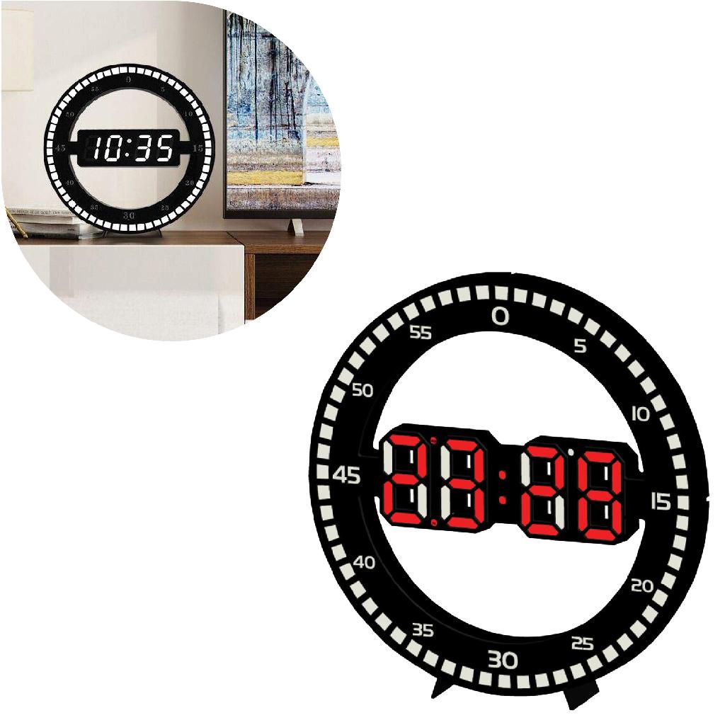 Relógio Digital Led Redondo De Mesa E Parede Com Alarme Temperatura E ...