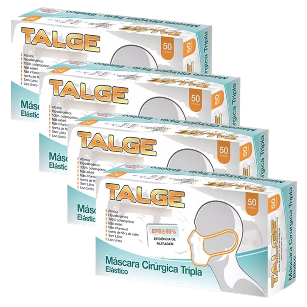 Kit Talge com 4 Máscara tripla talge com 50 unidades | Shopee Brasil