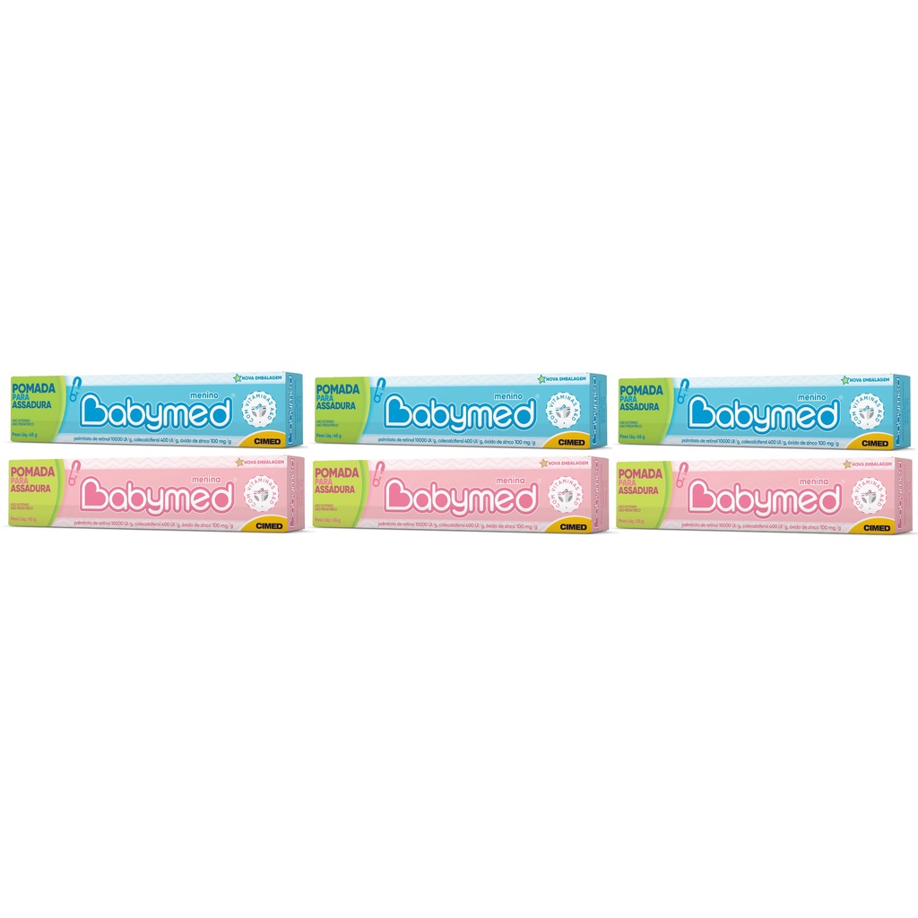 Kit 6 Pomada Assaduras Babymed Menino e Menina 45g - Cimed | Shopee Brasil