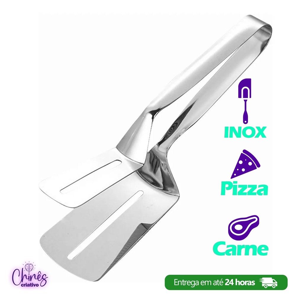 Pegador Pinça De Inox Multiuso Para Pizza Lasanha Torta Carnes | Shopee ...