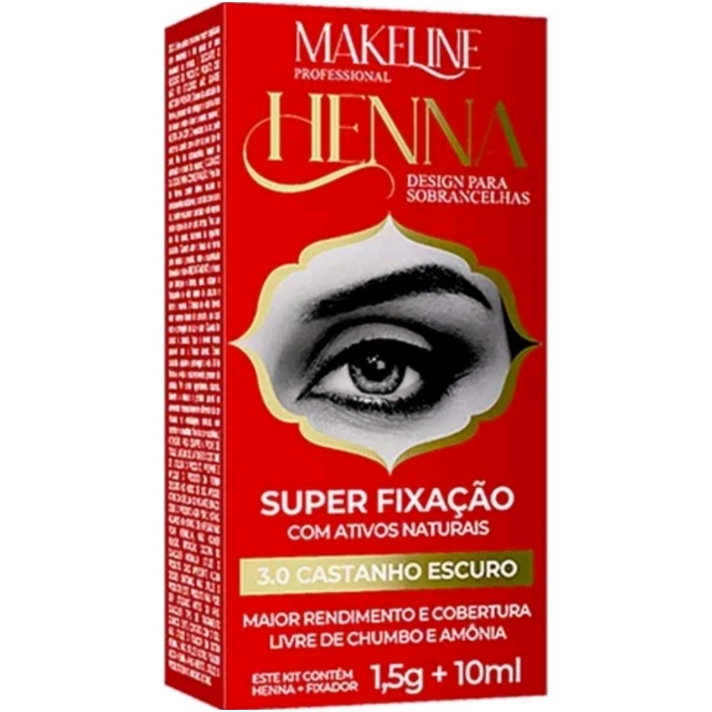 HENNA SOBRANCELHA MAKELINE 1,5G 3.0 CAST ESCURO | Shopee Brasil