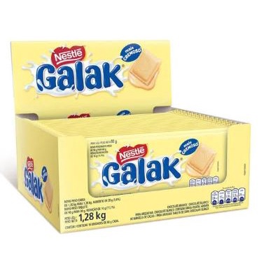 Barra de chocolate branco caixa com 16 unidades de 80g - Galak | Shopee ...