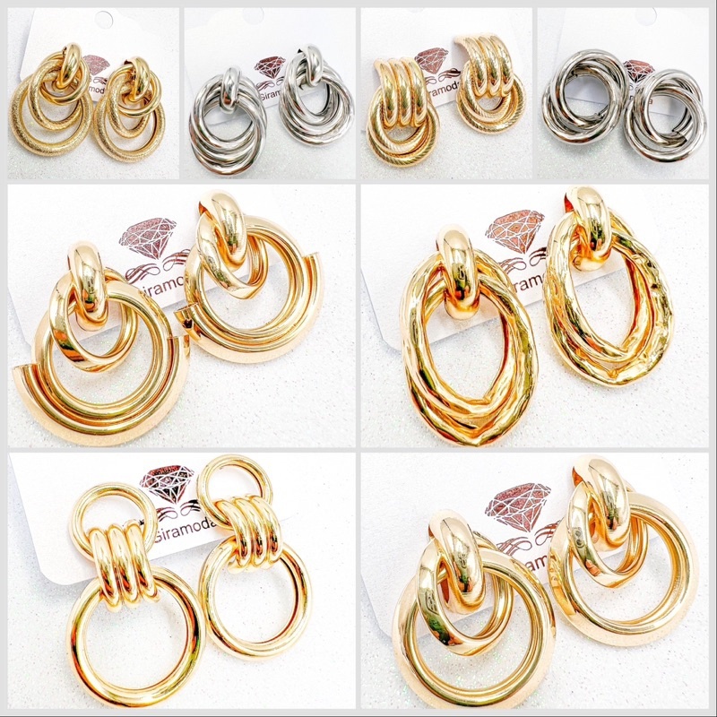 Brincos clássicos simples e modernos femininos - ouro e prata | Shopee ...