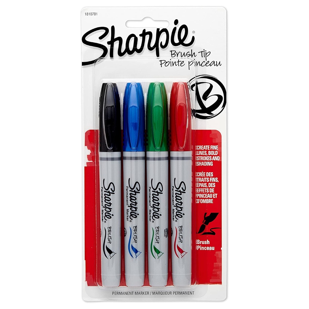 Caneta Marcador Permanente Sharpie Brush Tip com 4 Cores | Shopee Brasil