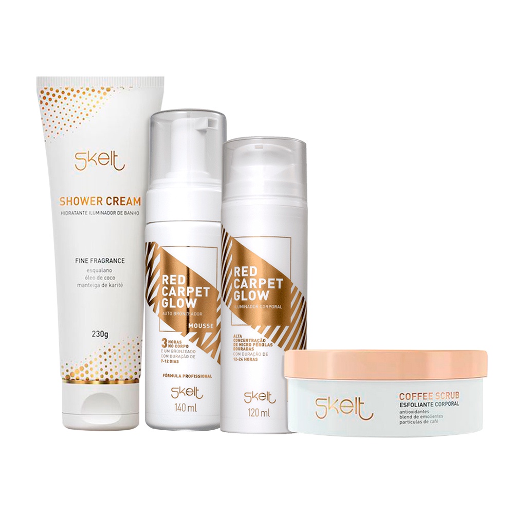 Kit Skelt Autobronzeador Skin e Body Care 4 Produtos | Shopee Brasil
