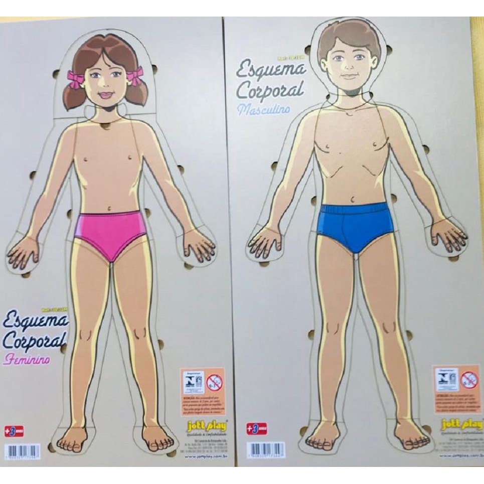 Brinquedo Educativo Esquema Corporal Conjunto Masculino E Feminino Em MDF | Shopee Brasil