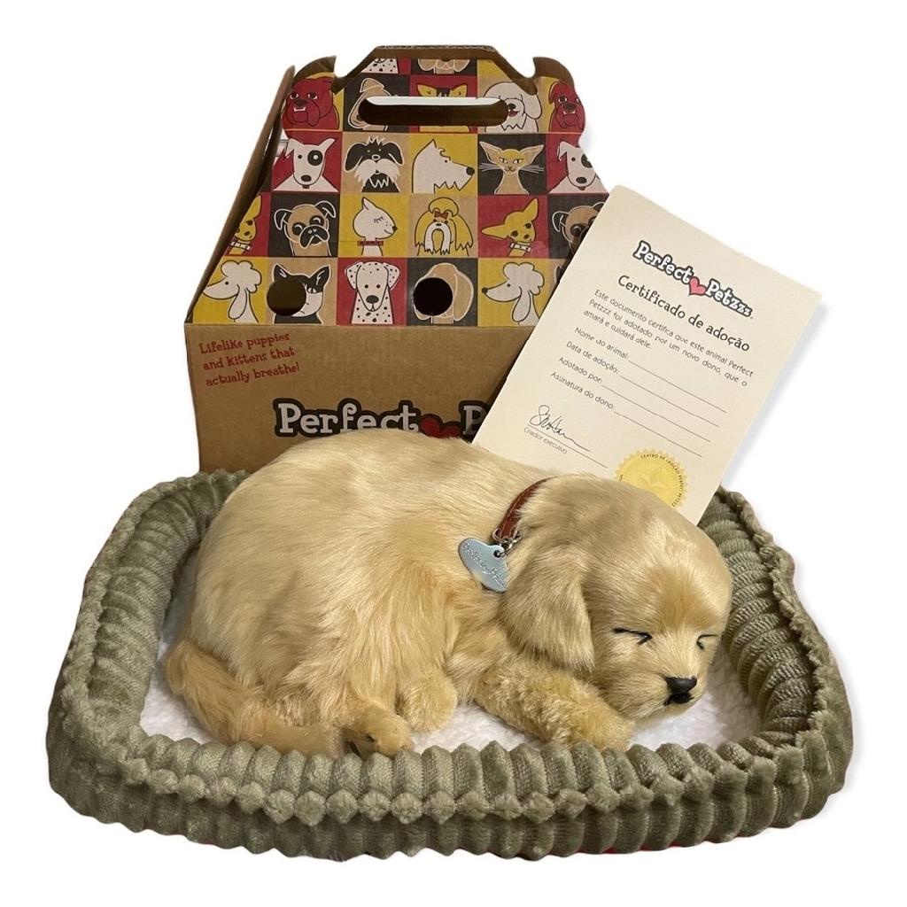 Pelucia Filhote Cachorro Perfect Petzzz Golden Retriever Respira | Shopee Brasil