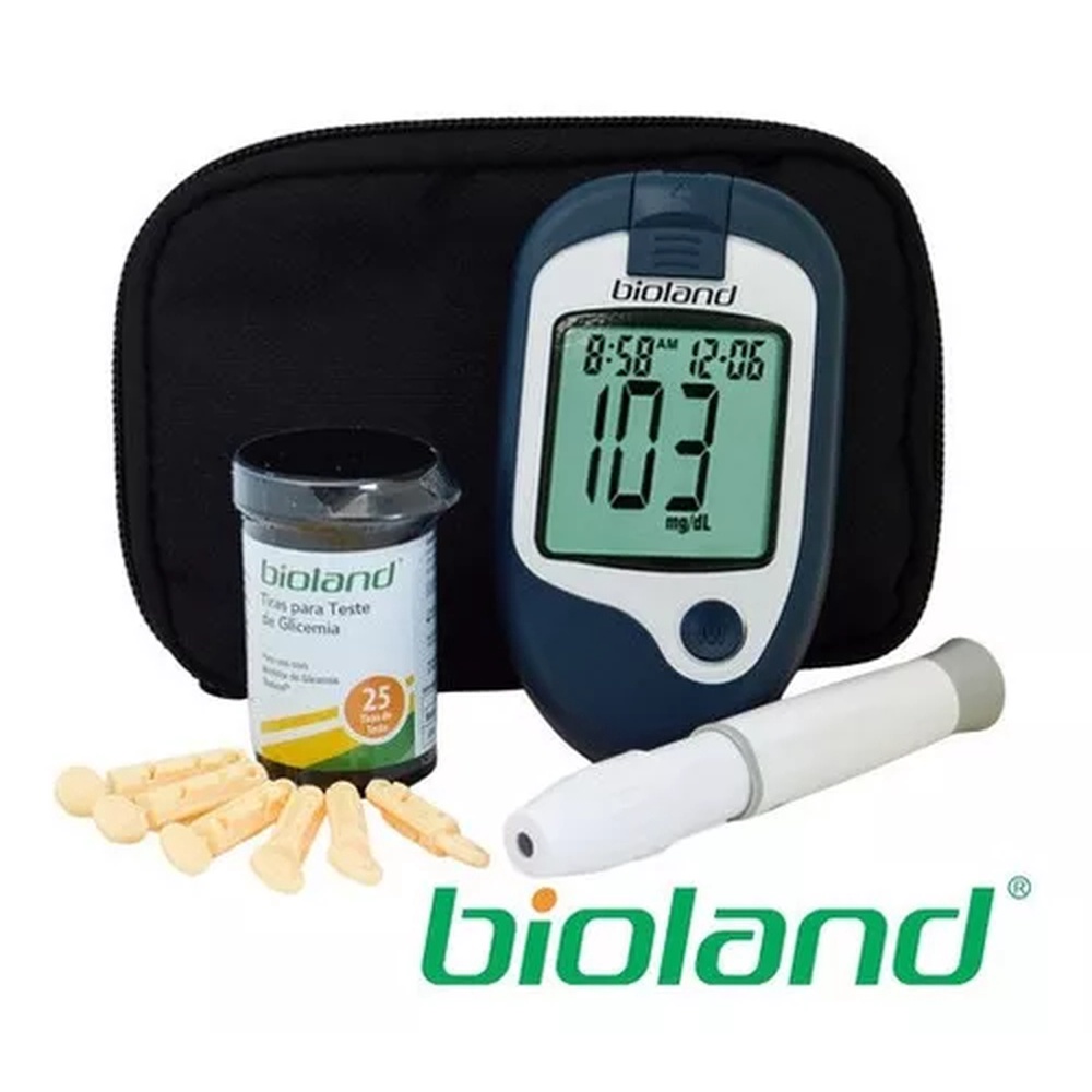 MONITOR DE GLICOSE KIT BIOLAND G500 AZUL | Shopee Brasil