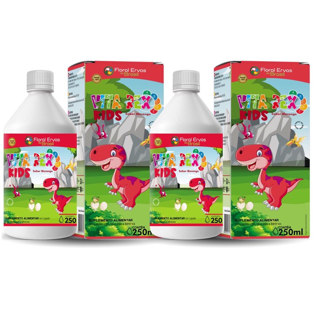 Kit 2 Uni VITA REX KIDS 250ml Polivitamínico Infantil com 9 Vitaminas e ...