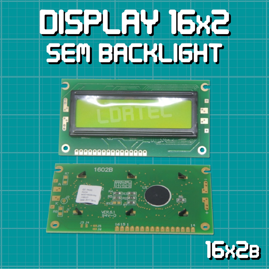 Kit Arduíno 1pç Display LCD 16x02 Sem Backlight Pinagem Inferior ...