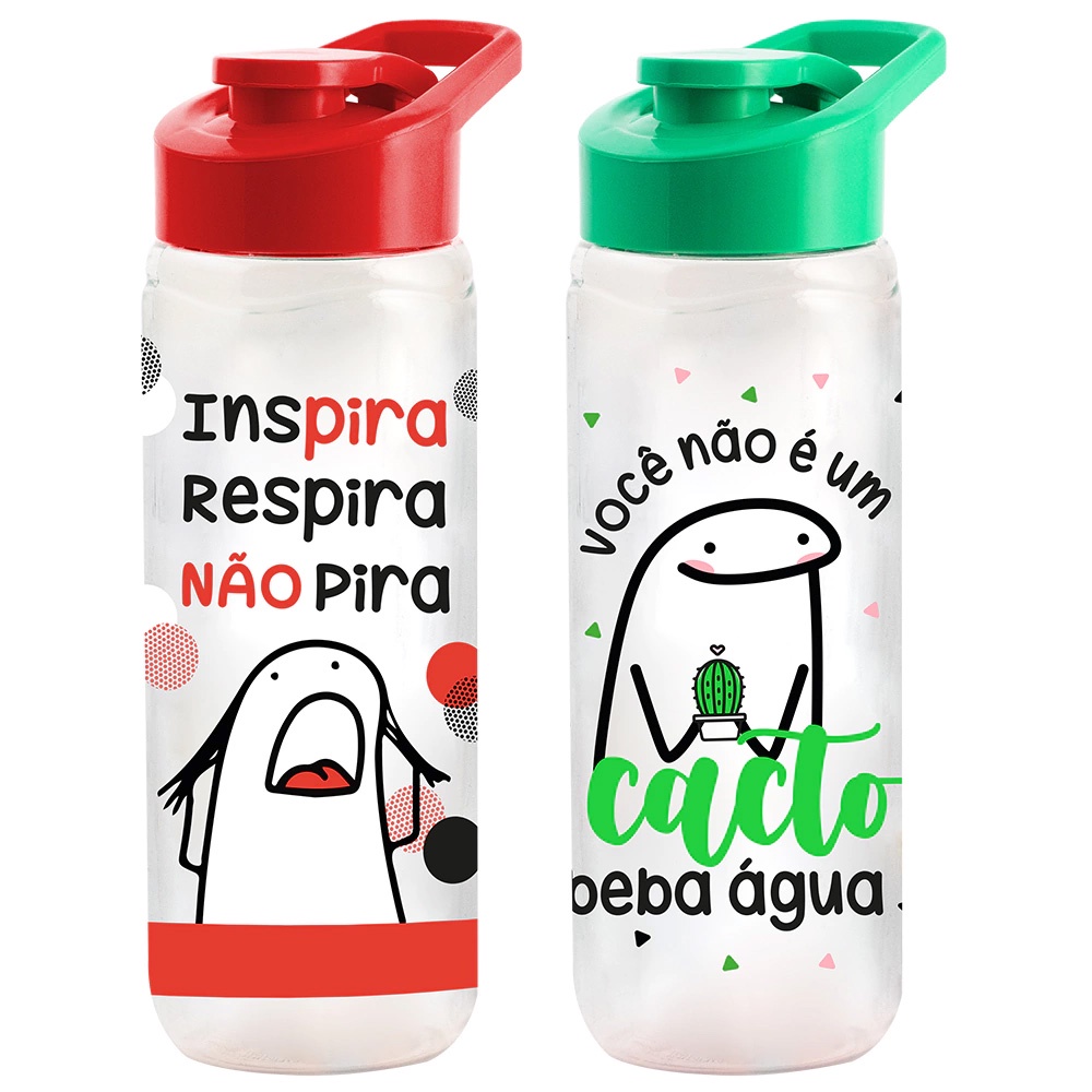 Squeeze Garrafa De Água 720Ml Flork Com Frases Plástico Resistente Meme ...