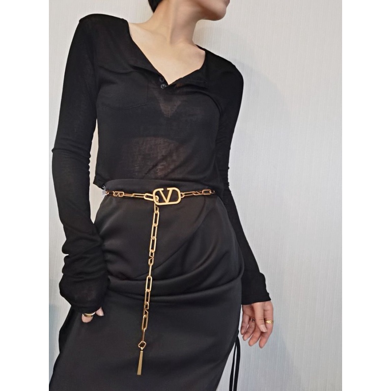 Novo Estilo Val Retro Fato Cinto Fino Cintura Estreita Corrente De ...