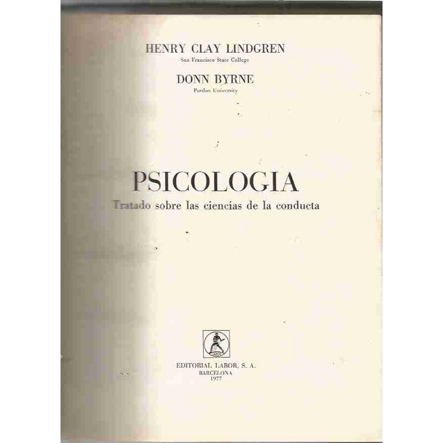 Psicologia Tratado Sobre las Ciencias de La Conducta de Henry Clay ...