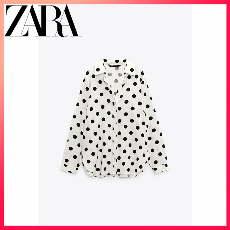 ZARA Novas Roupas Femininas Misturadas Camisa Solta De Bolinhas ...