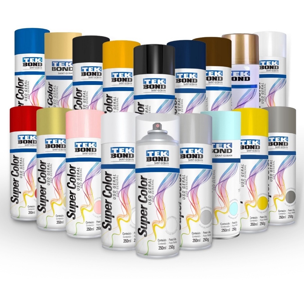 Tinta Spray Tek Bond Uso Geral Supercolor Várias Cores 350ml | Shopee ...