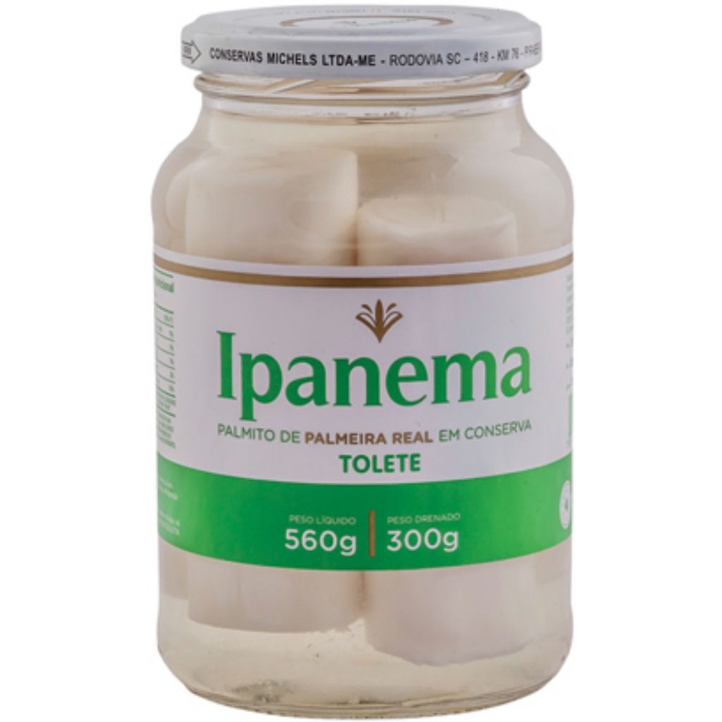Palmito Palmeira Real em Conserva Tolete Ipanema Vidro 300g | Shopee Brasil
