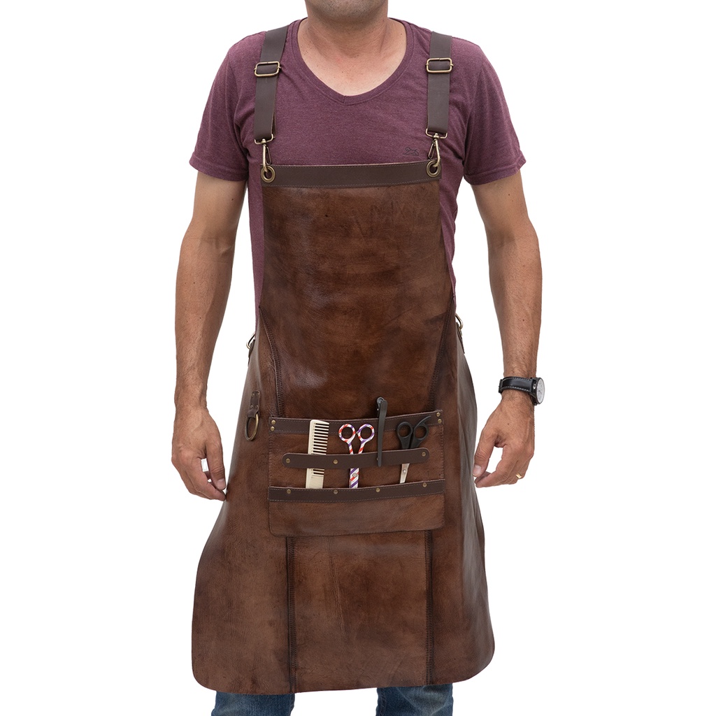 Avental Barbeiro Cabelereiro em Couro Masc/Fem | Shopee Brasil