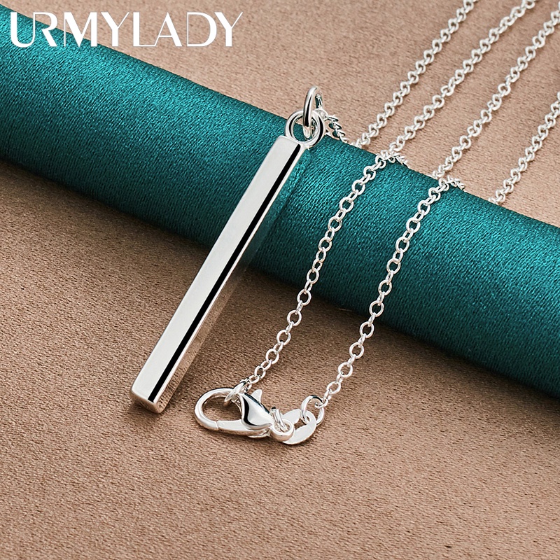 URMYLADY 925 Coluna Lisa De Prata Esterlina 16/18/20/22/24/26/28/30 ...