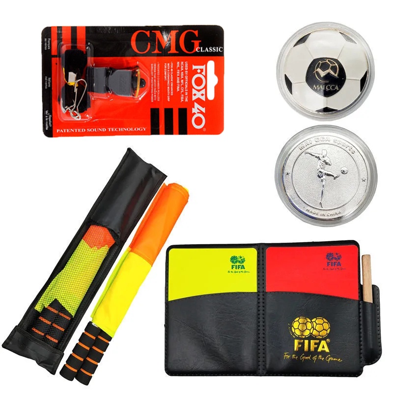 Árbitro de futebol bandeira de fronteira FIFA Sideker vermelho cartão amarelo Árbitro apito ...