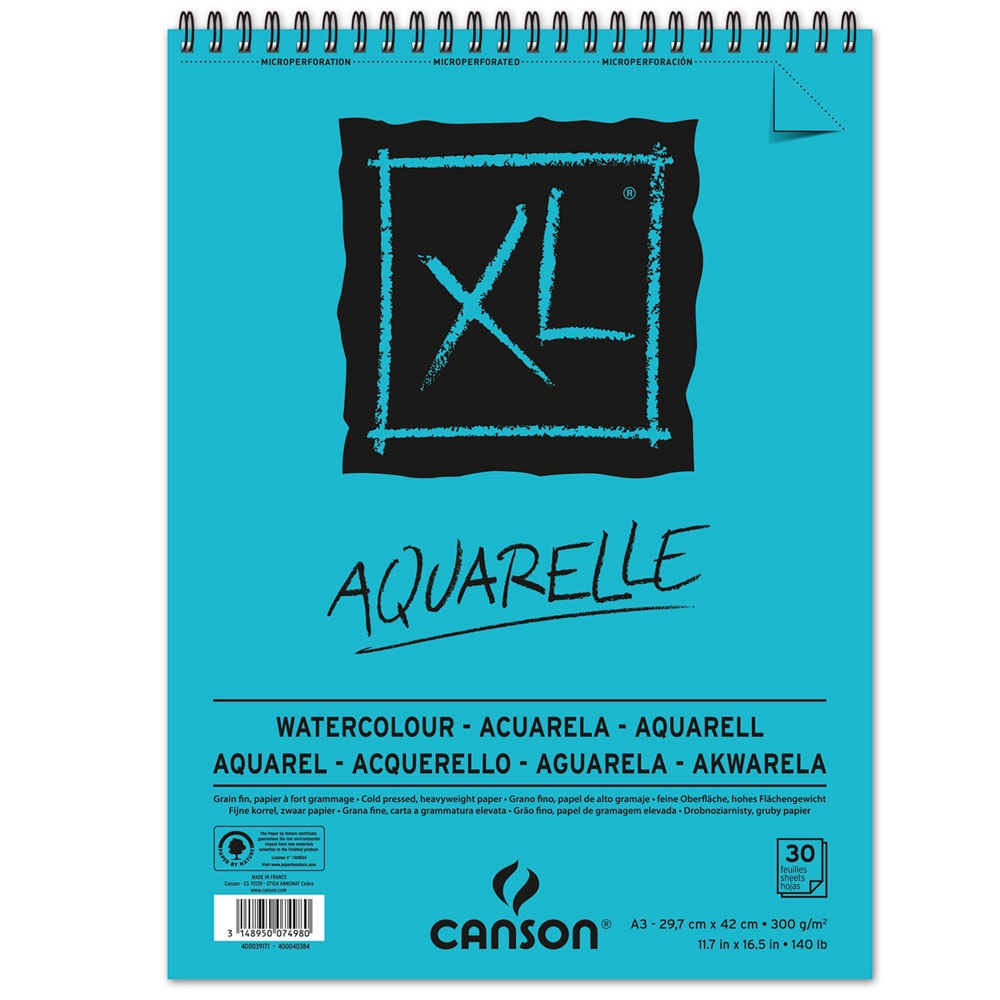 Bloco de Desenho Canson A3 Xl Aquarelle 300g 30 Folhas | Shopee Brasil