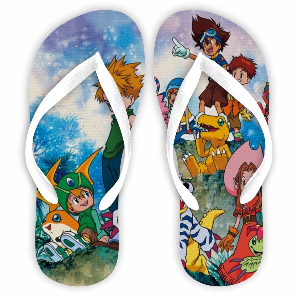 Chinelo Digimon Adventure. Agumon, Tai, Toshiko,Patamon, Tailmon ...