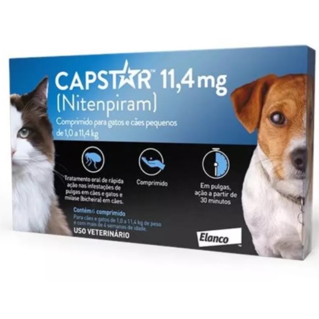 Antipulgas Capstar 11mg - 06 Comprimidos Cães Gatos Até 11kg | Shopee ...