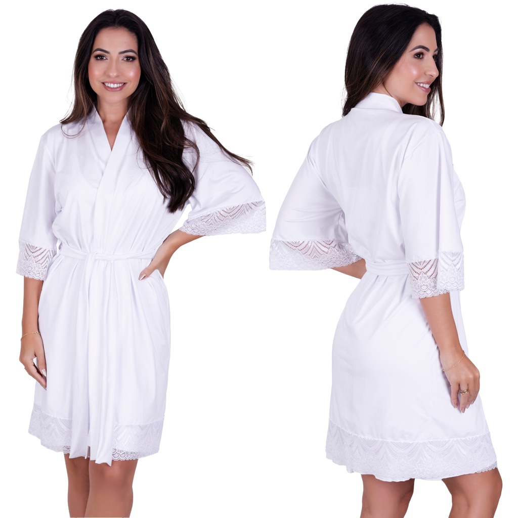 Robe Romantic Renda Hobby Feminino Roupão Confortável Linha Noite ...