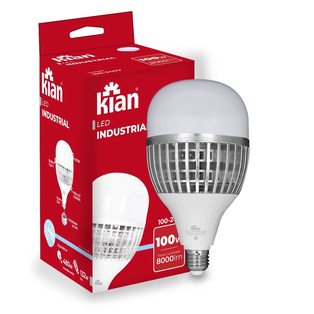 Lâmpada Led Industrial Bulbo T 100w Galpão Branca E27 / E40 | Shopee Brasil