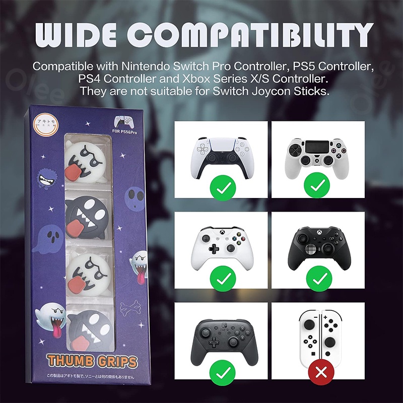 PS5 Controller Thumb Grips Tampas De Polegar Fantasma Para Switch Pro PS4 Xbox Series X 4 Pacotes
