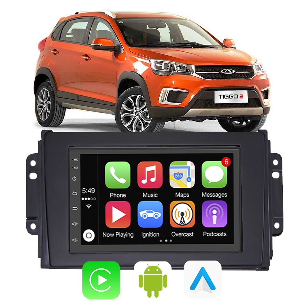 Kit Multimidia Carplay Android Auto Tiggo 2 2019 2022 2021 2022 7 Polegadas Google Voz Siri ...