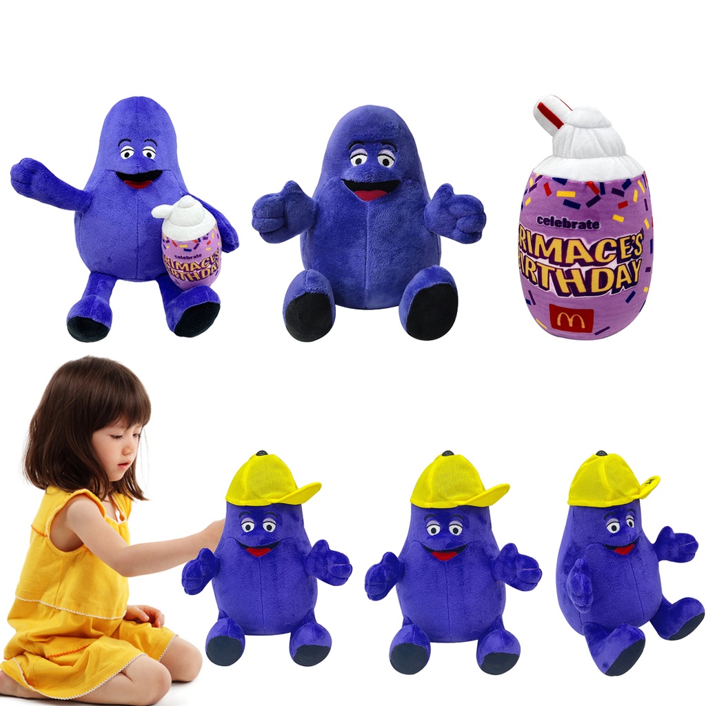 Grimace Shake Yellow Hat Plush Doll Animais De Pelúcia Plushie Toy Cute ...