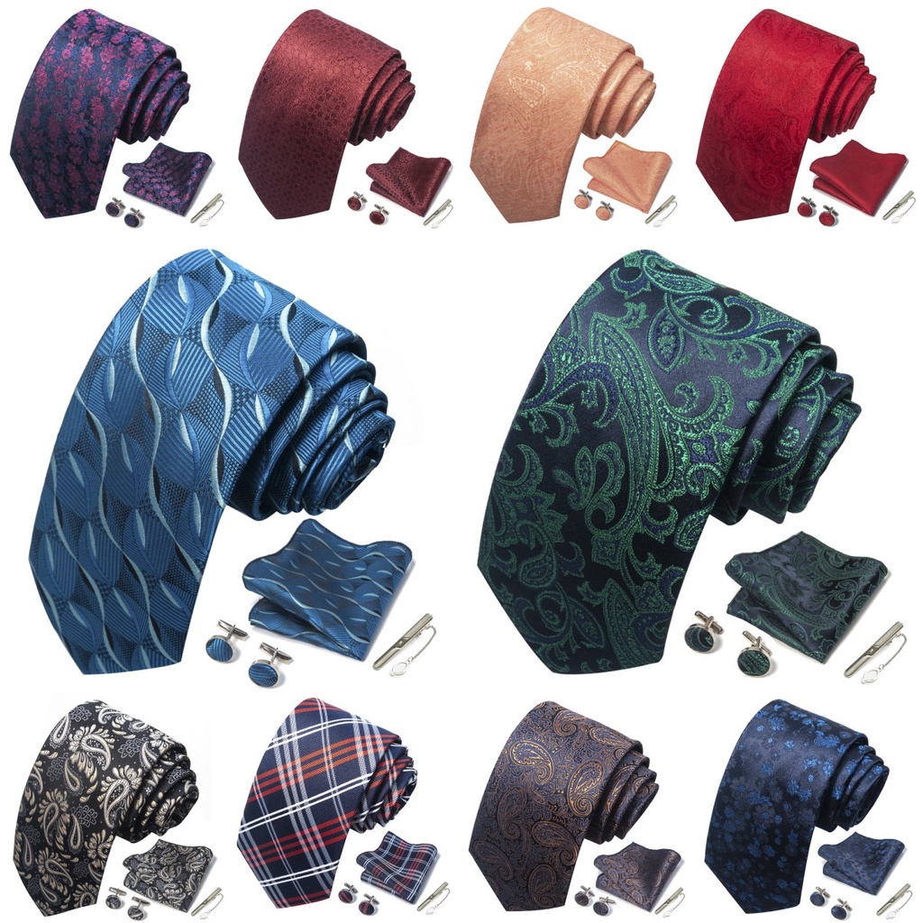 Conjunto de Gravata de Gravatas Formal Business Gift Box Listrada Cor ...