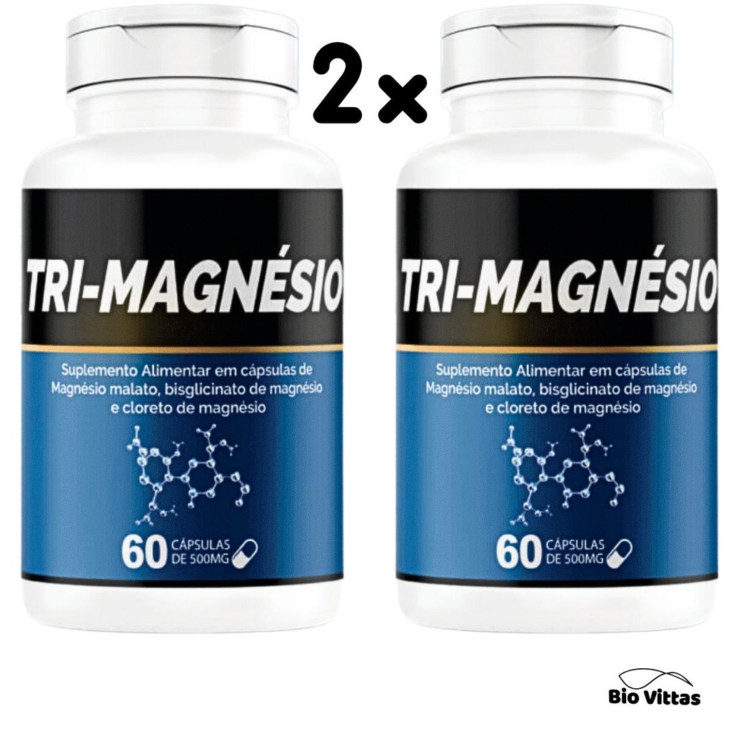 Kit 2x Tri-Magnésio c/120 Cápsulas Suplemento Bivittas | Shopee Brasil