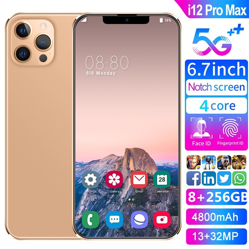 Smartphone I12 PRO MAX 6,7 polegadas HD 8 tela 256GB Android | Shopee ...