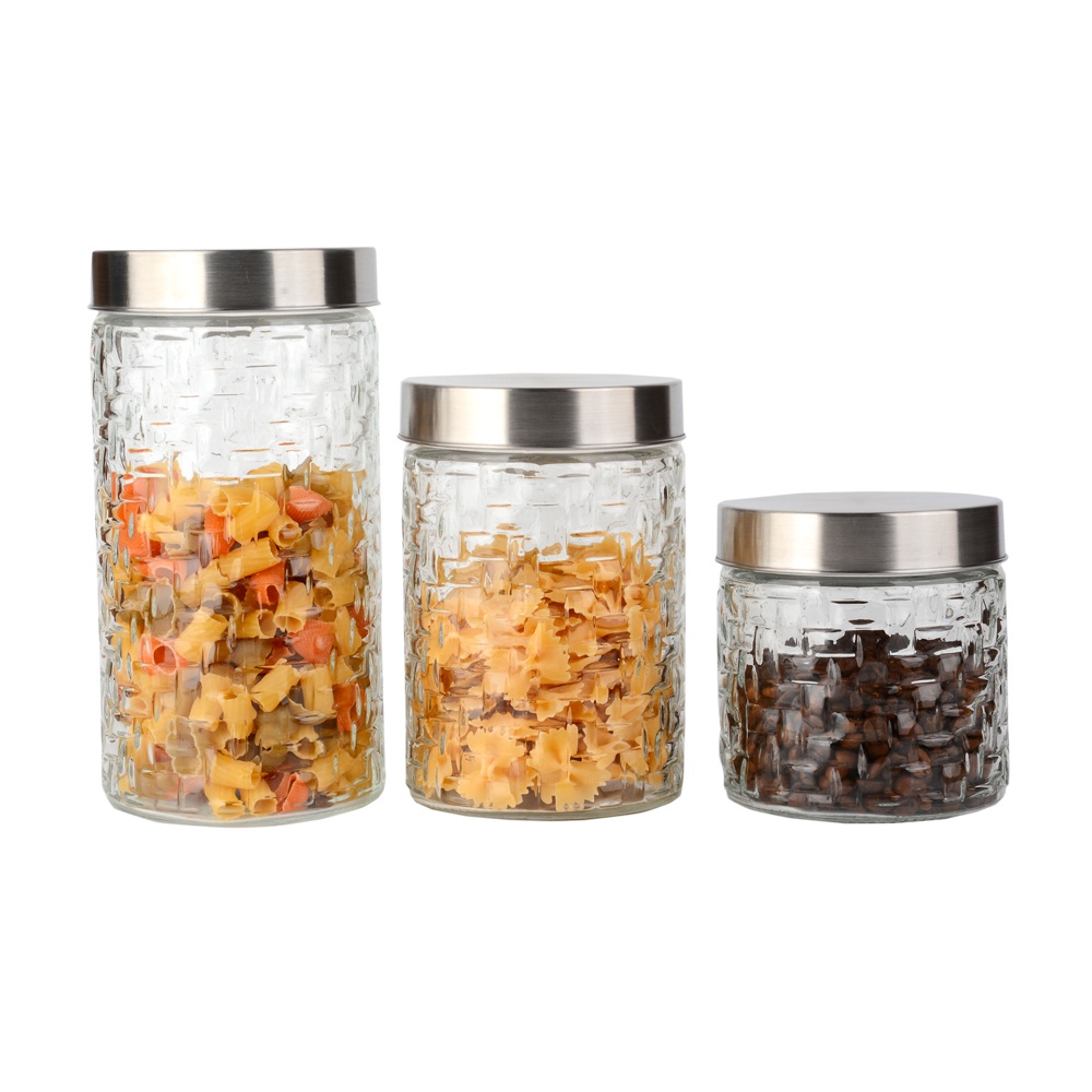 Conjunto 3 Potes Vidro Rattan Tampa Inox 800/1200/1700ml | Shopee Brasil