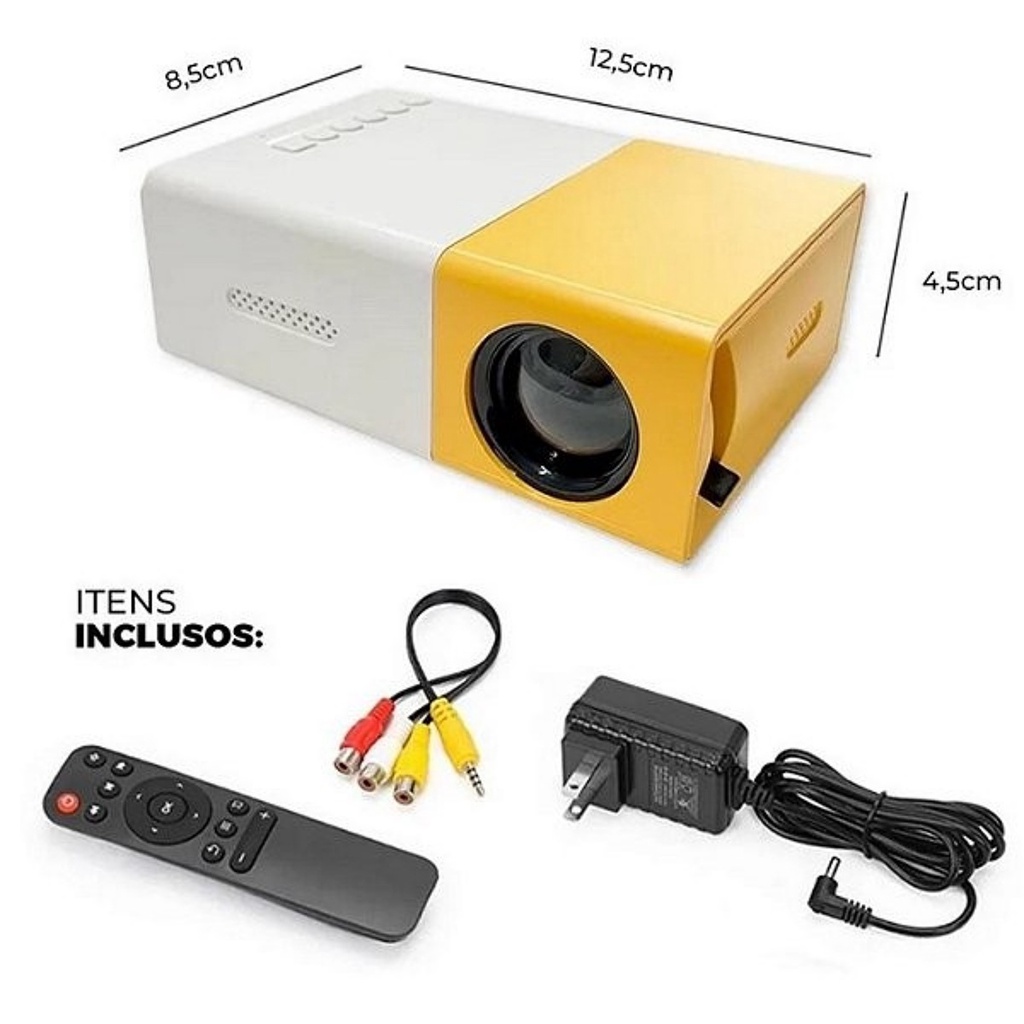 Mini Projetor Led Yg-300 Portatil Full Hd 600 Lumens Usb Hdmi Filmes Videos | Shopee Brasil