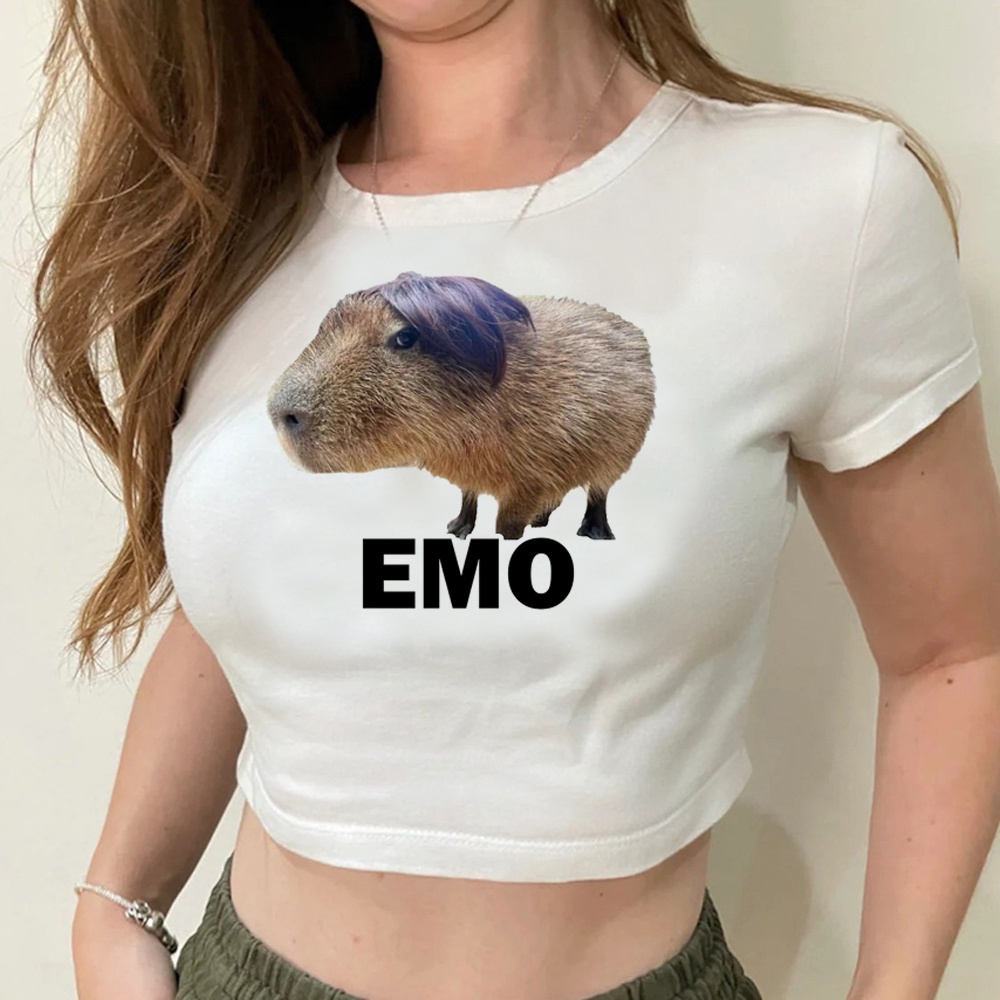 emo capybara yk2 top De Cultura Estética Gótica Woman 90s kawai Fada ...