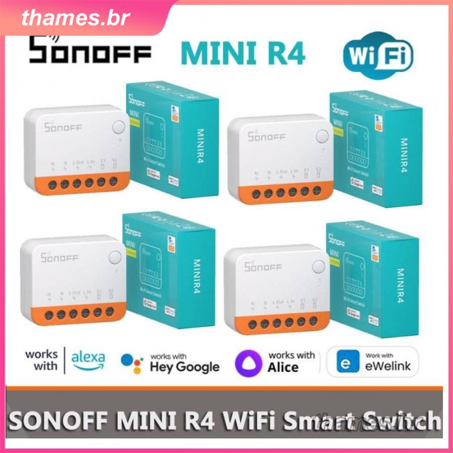 Sonoff Mini R4 Wifi Módulo de Interruptor Inteligente Wi-fi Interruptor 2 Vias de Casa ...