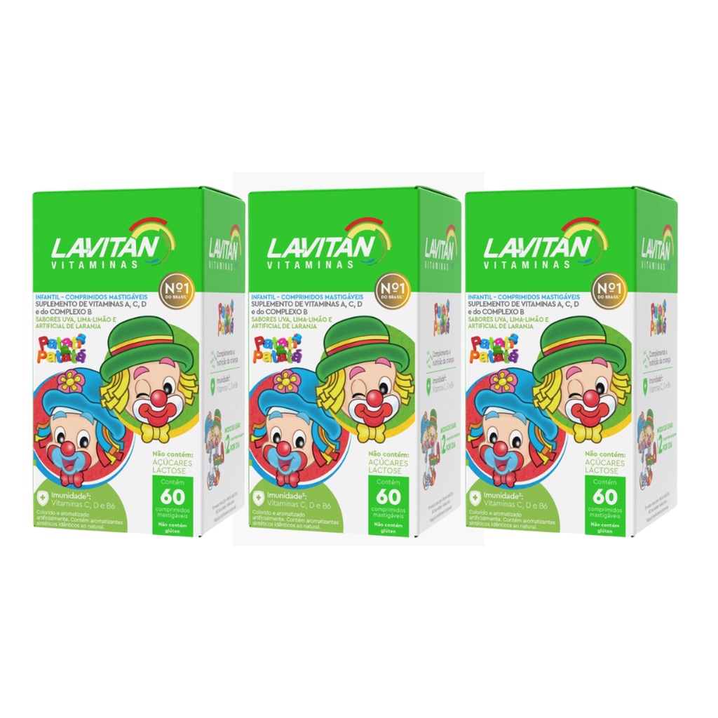 Kit C3 Suplemento Infantil Sabor Variado 60 Cpr – Lavitan | Shopee Brasil