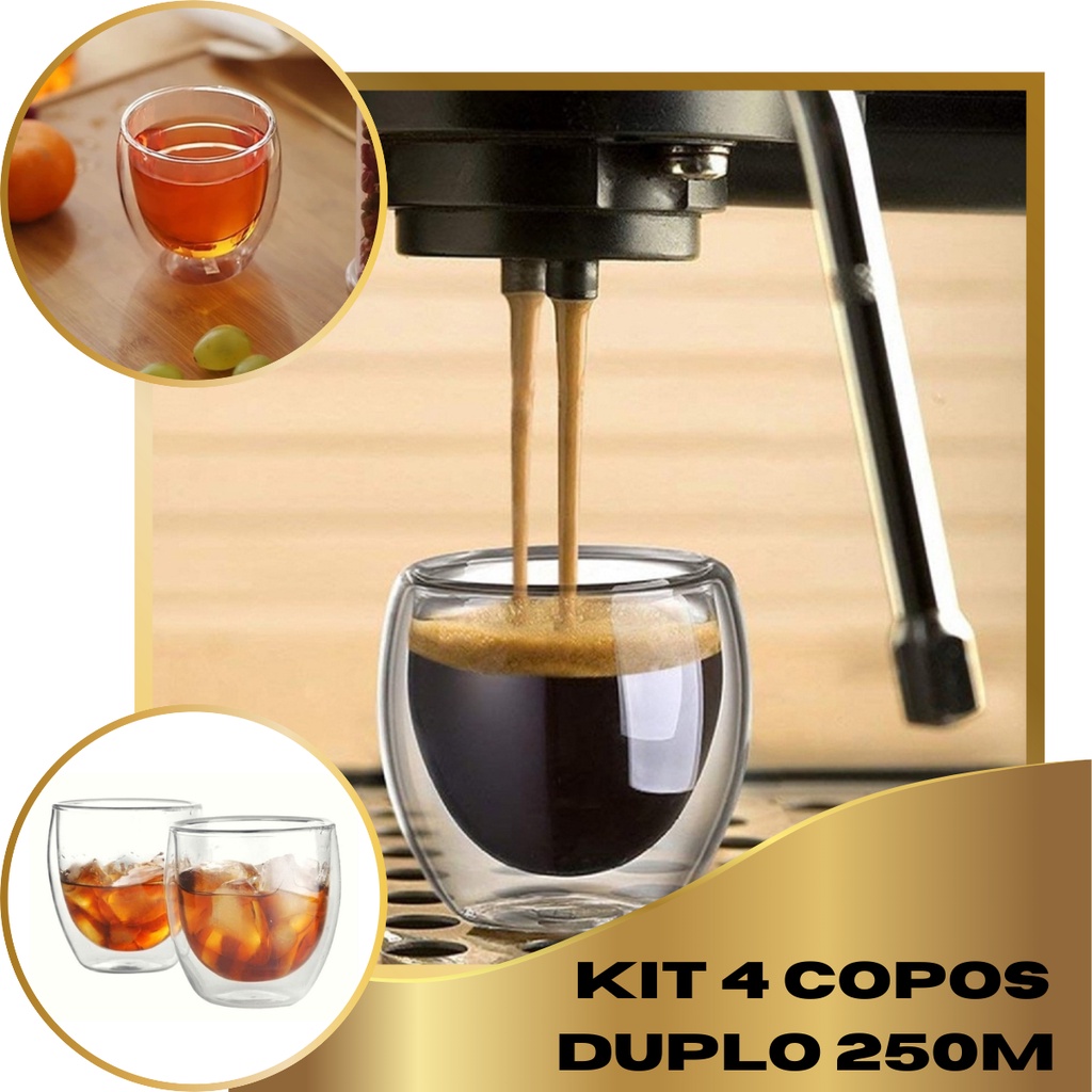 Kit 4 Copos Duplo para Bebidas Quentes e Frias - 250ml | Shopee Brasil