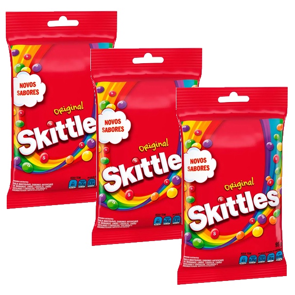kit 3 BALA SKITTLES FRUITS - SABOR ORIGINAL 95G | Shopee Brasil
