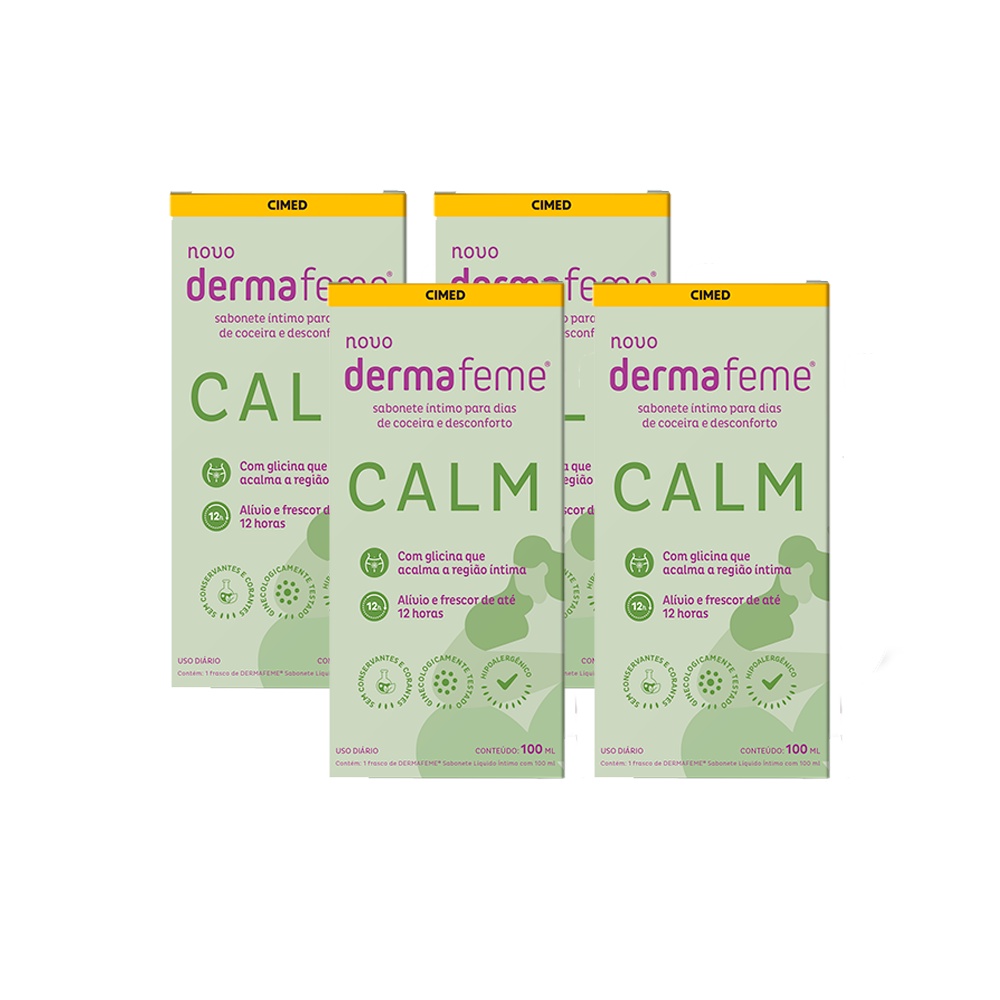 Sabonete Líquido Íntimo Dermafeme Calm 100ml 4 Unidades | Shopee Brasil