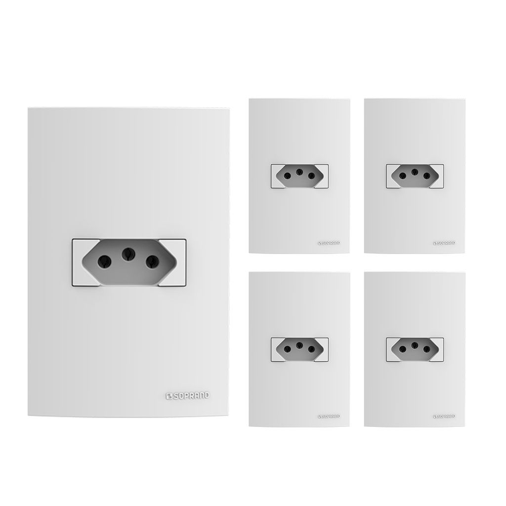 Kit 5 Conjunto 4x2 1 Tomada 2p+t Soprano Atria 10a 250v | Shopee Brasil