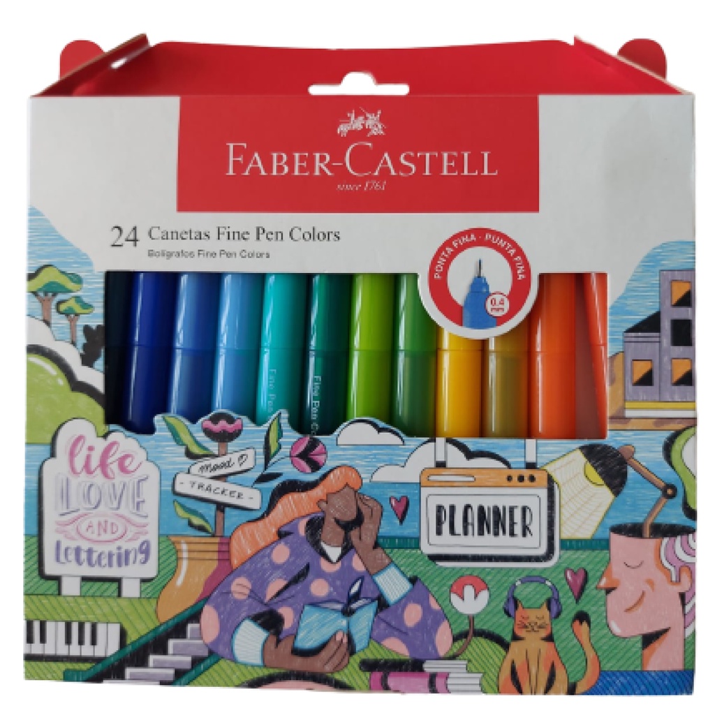 Kit Faber Castell fine pen colors com 24 cores | Shopee Brasil