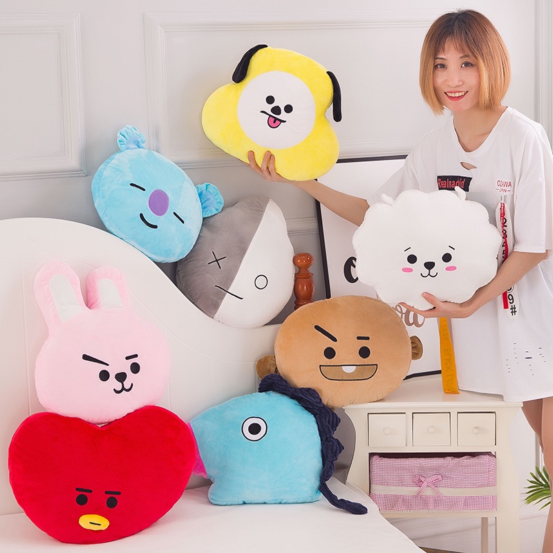 BTS bt21 Kawaii 50Cm Bt21 Cartoon Face Plush Travesseiro Kpop Bangtan ...