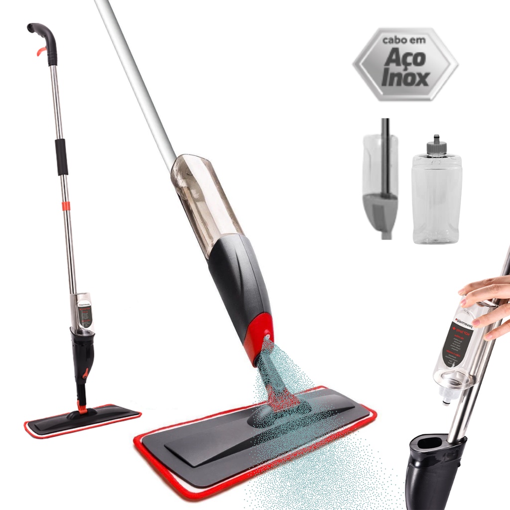 Mop Spray Giratório Limpeza Flash Mágico Rodo Esfregão Flat | Shopee Brasil