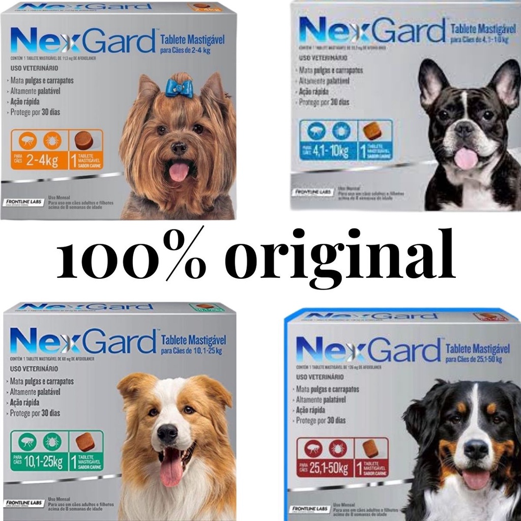Nexgard original 1 Comprimido, de 2 a 50 Kg. antipulgas e carrapatos ...