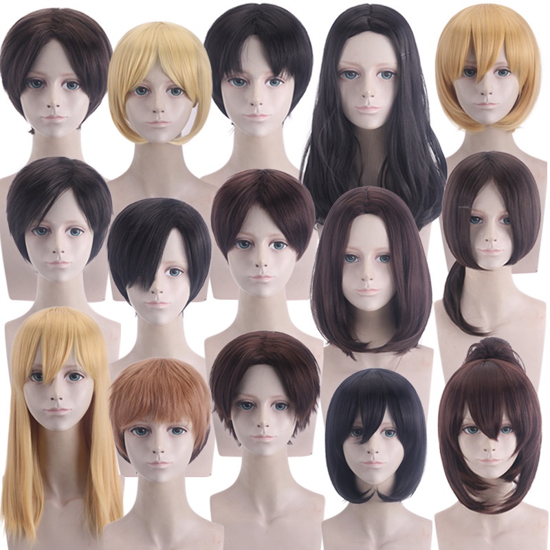 Misscoo Attack on Titan Wigs Eren Jaeger/Levi Ackerman/Mikasa Hange Zoe/Jean Kirstein/Ymir ...